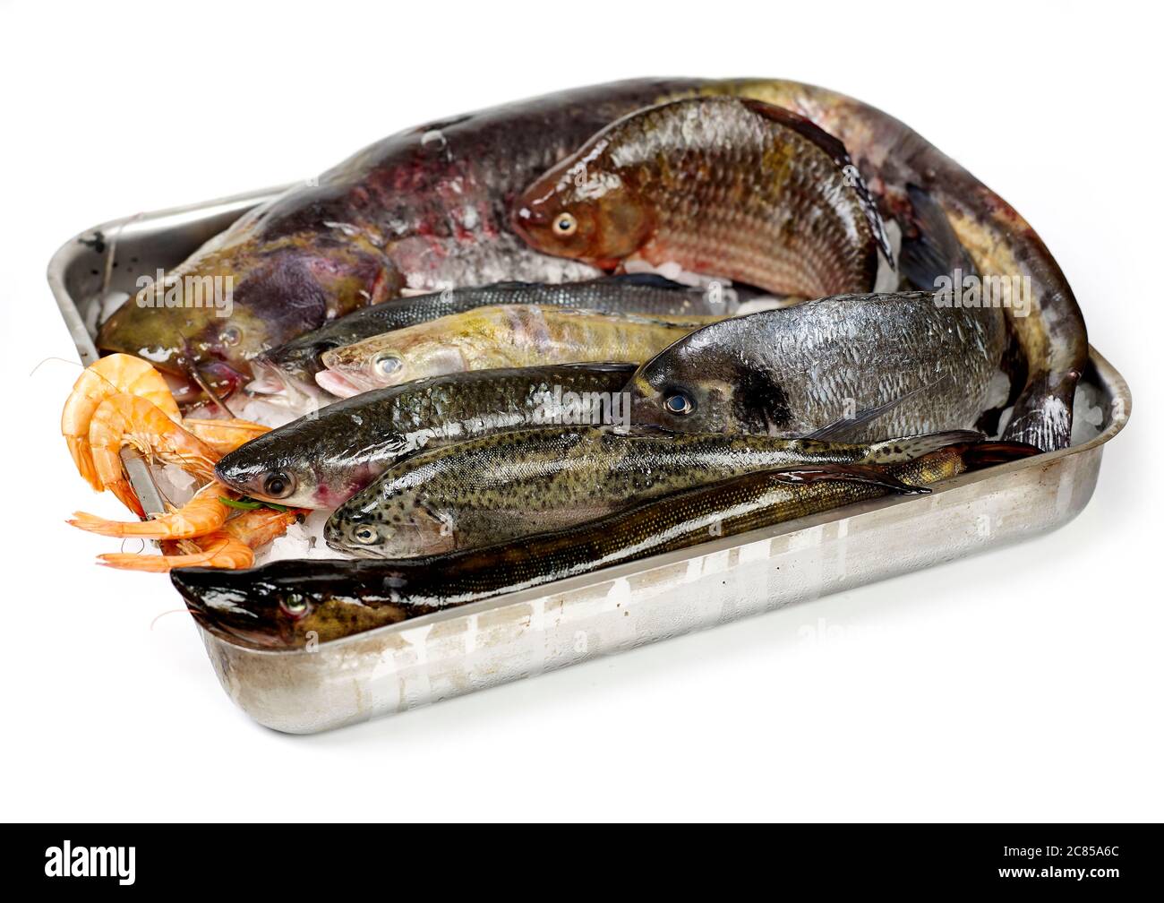 Fish pan isolated on white Stock Photo - Alamy