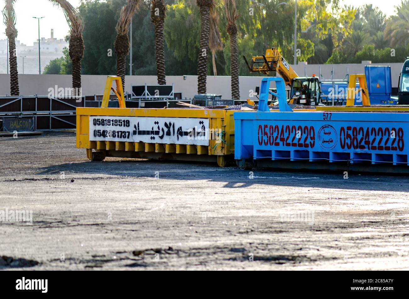 RIYADH, SAUDI ARABIA - Dec 26, 2018: Construction site, end of an event ...