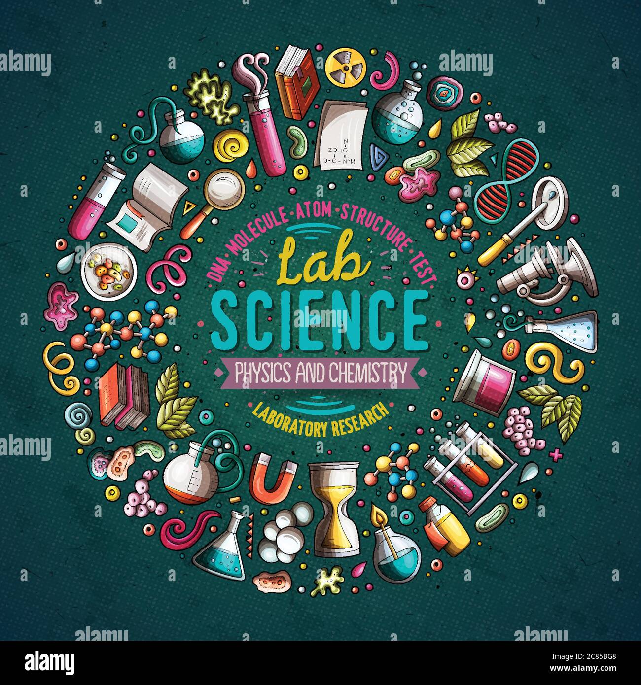 Set of Science cartoon doodle objects, symbols and items Stock Vector ...