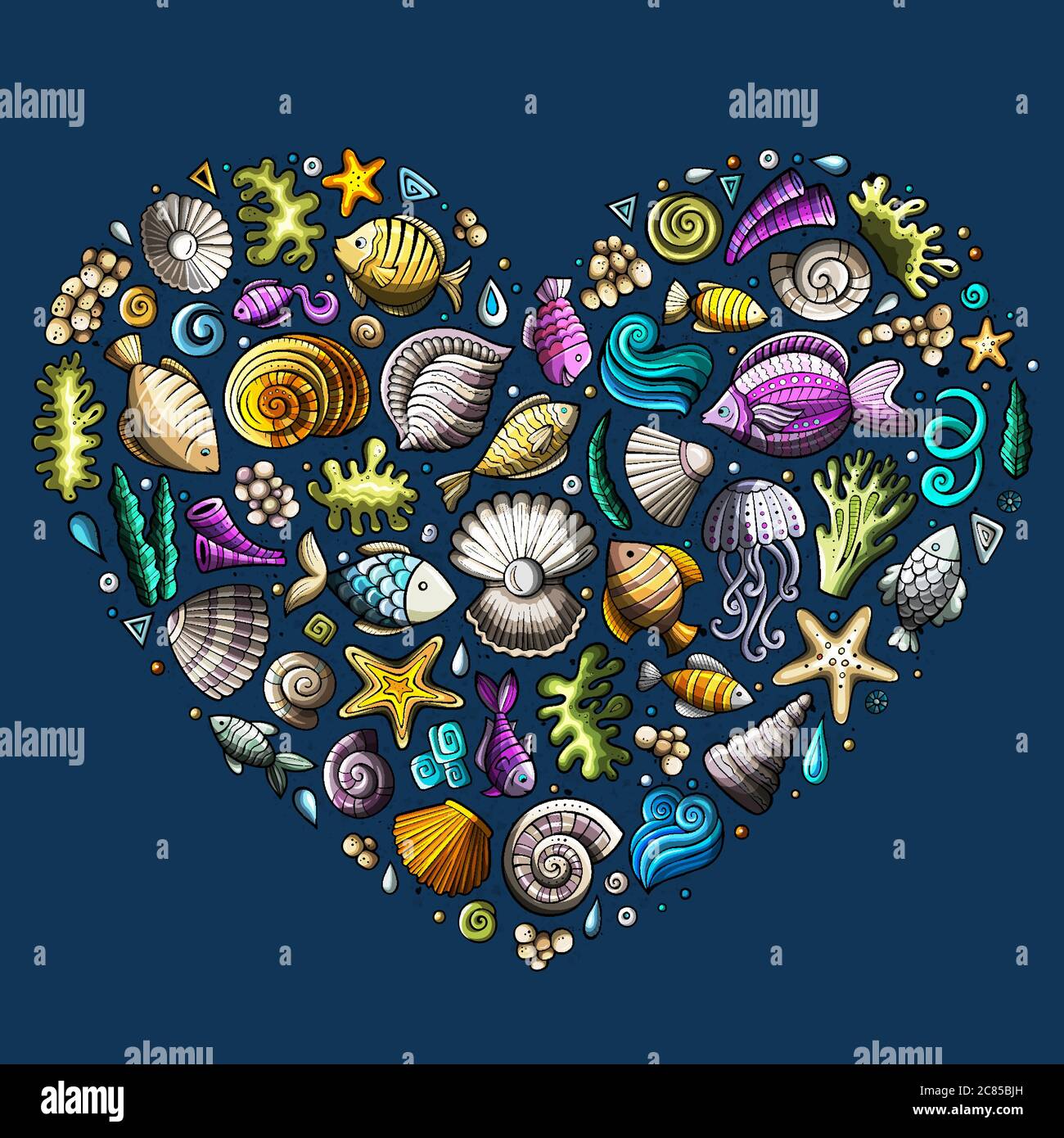 Colorful set of marine life objects Stock Vector Image & Art - Alamy