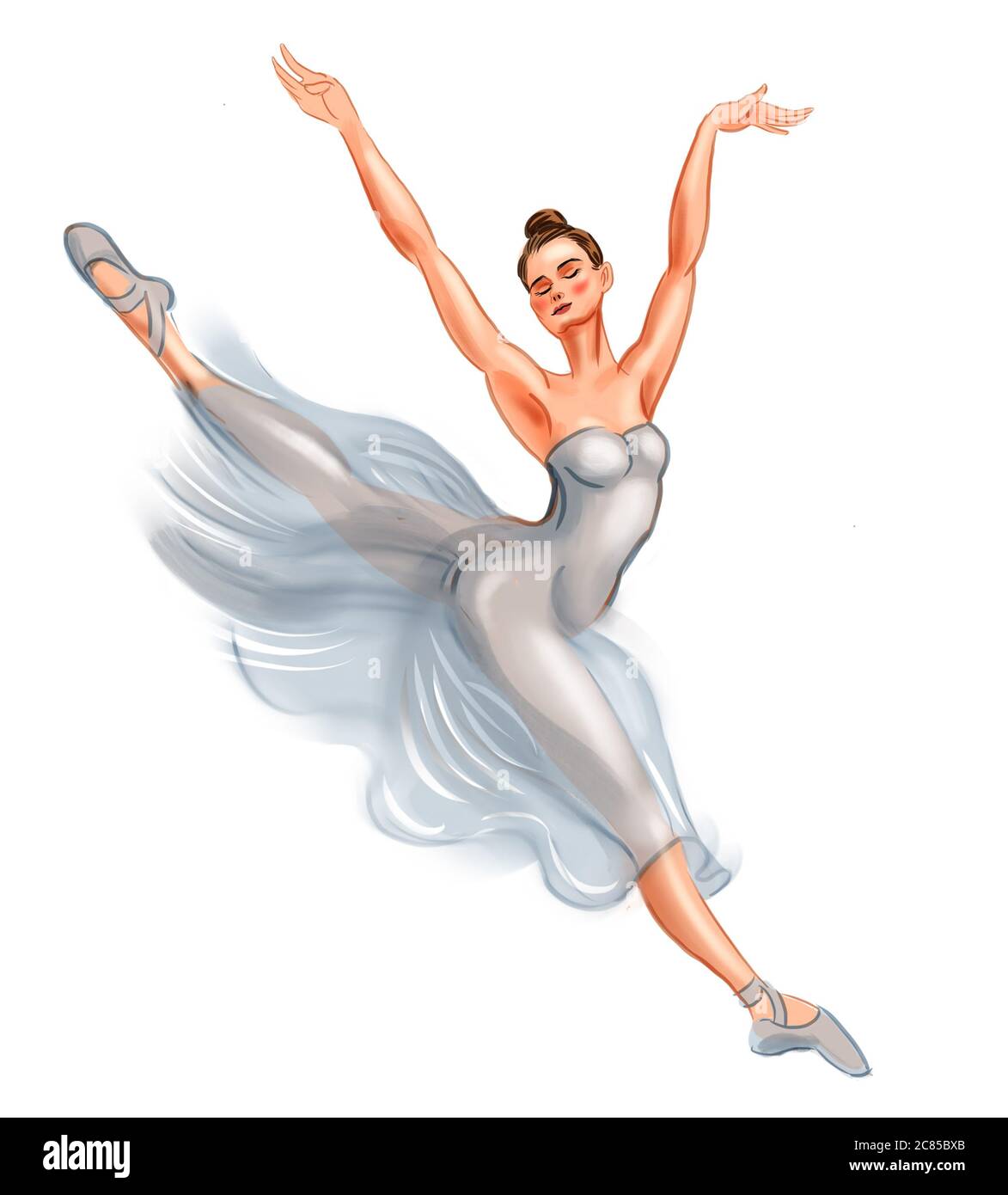 Dancing beautiful ballerina. Digital illustration Stock Photo - Alamy