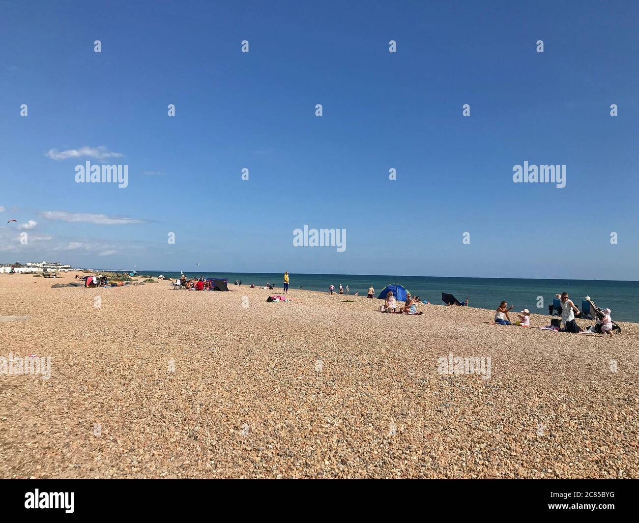 People enjoying the hot weather on the beaches near Worthing, West ...