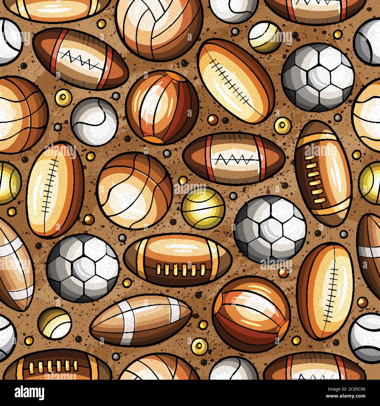 Cartoon cute hand drawn Sport seamless pattern Stock Vector Image & Art ...
