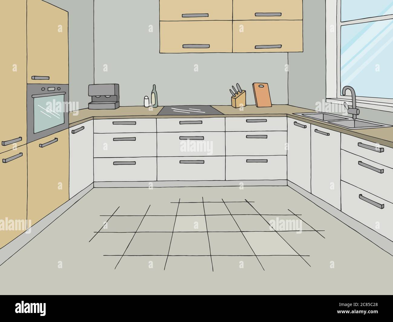 Kitchen Drawing In Color