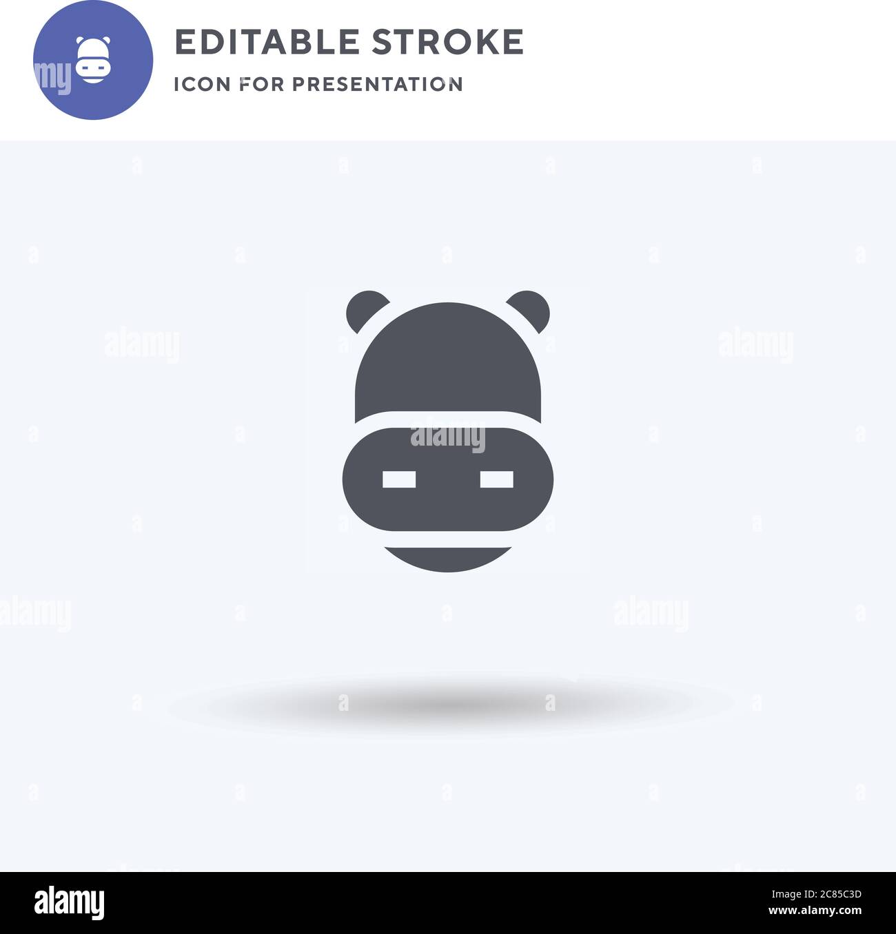 Hippo icon vector, filled flat sign, solid pictogram isolated on white ...