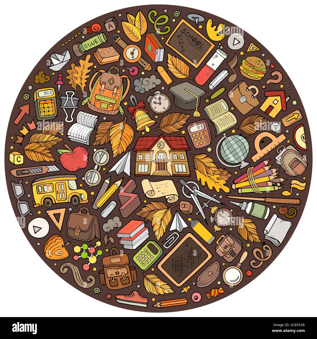 Colorful vector hand drawn set of School cartoon doodle objects Stock Vector Image & Art - Alamy