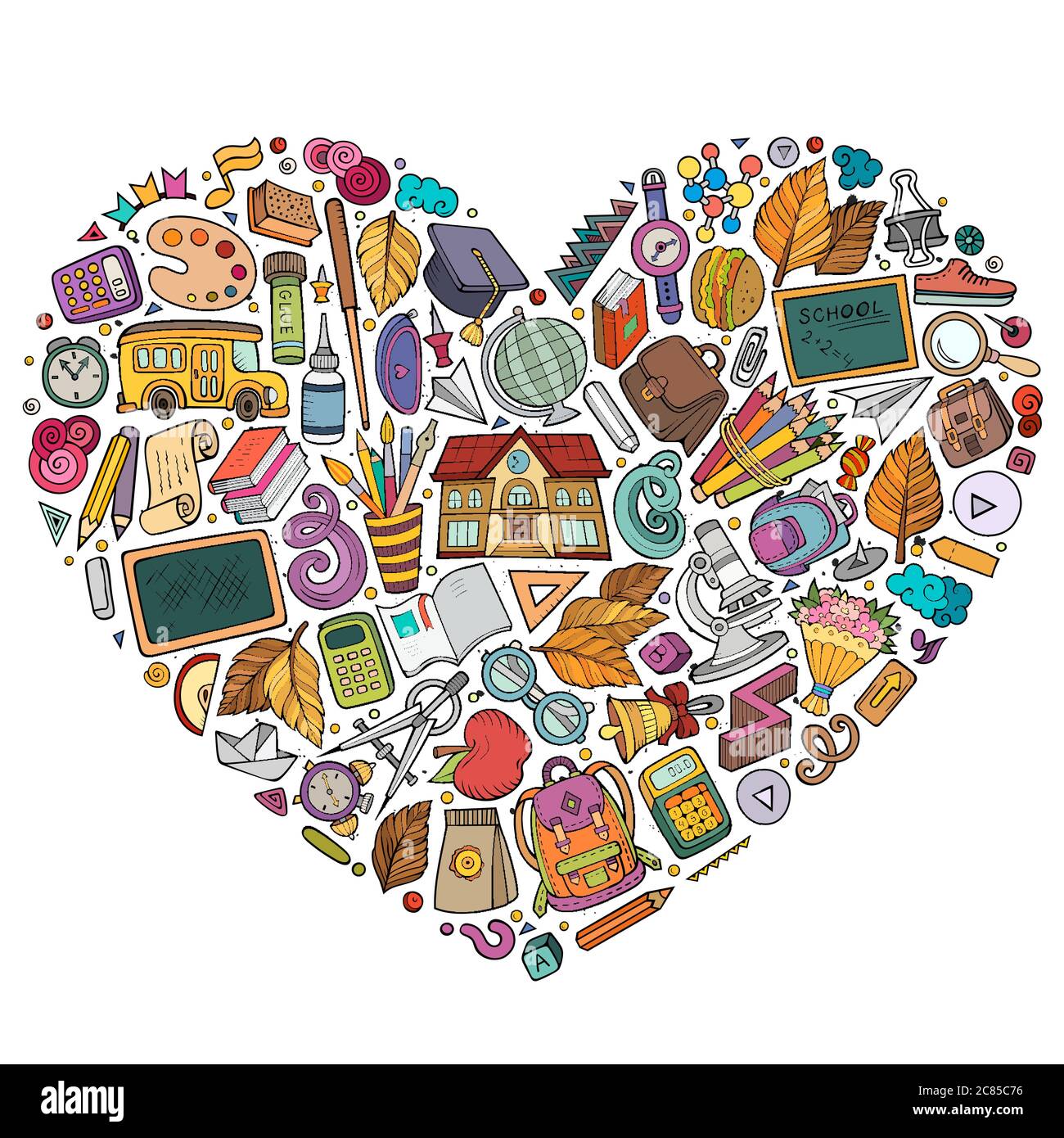Colorful vector hand drawn set of School cartoon doodle objects Stock Vector Image & Art - Alamy