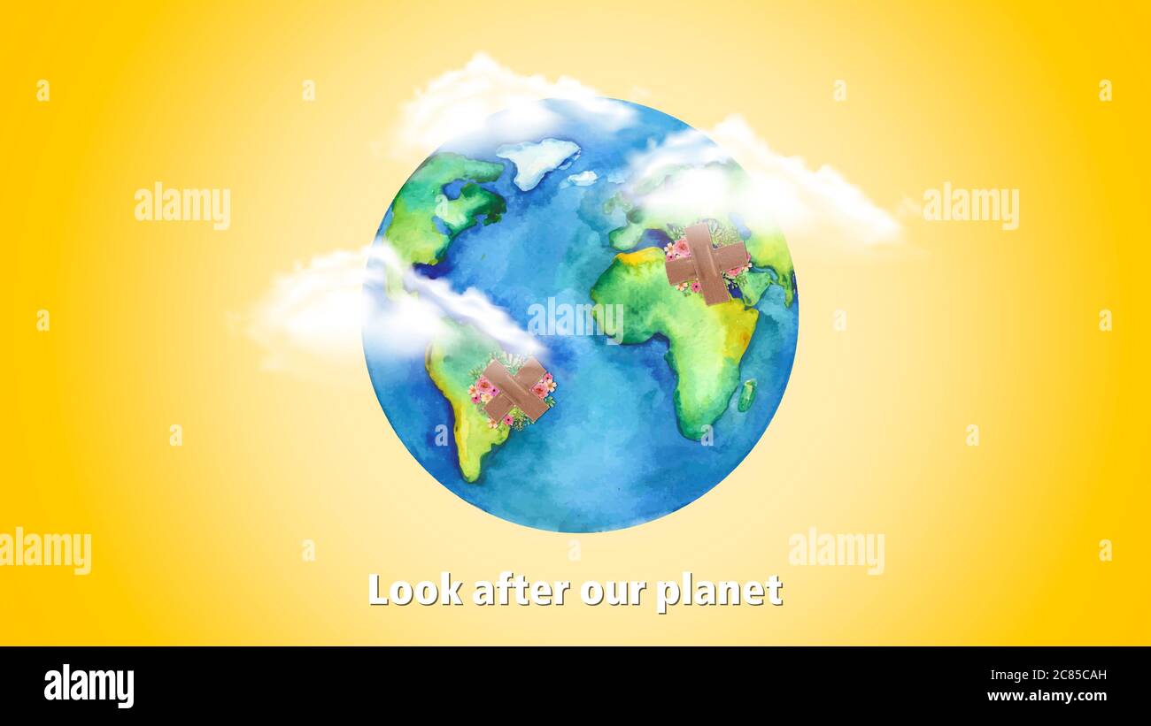 Look after our planet, save the world concept Stock Photo - Alamy