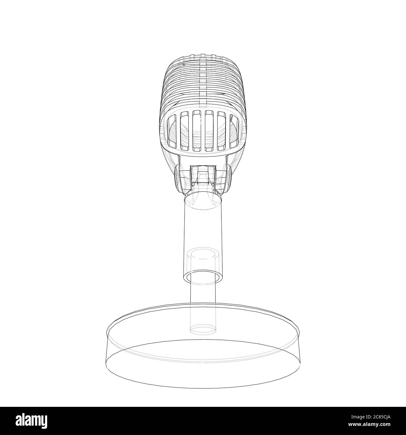 Outline vintage microphone Stock Photo - Alamy