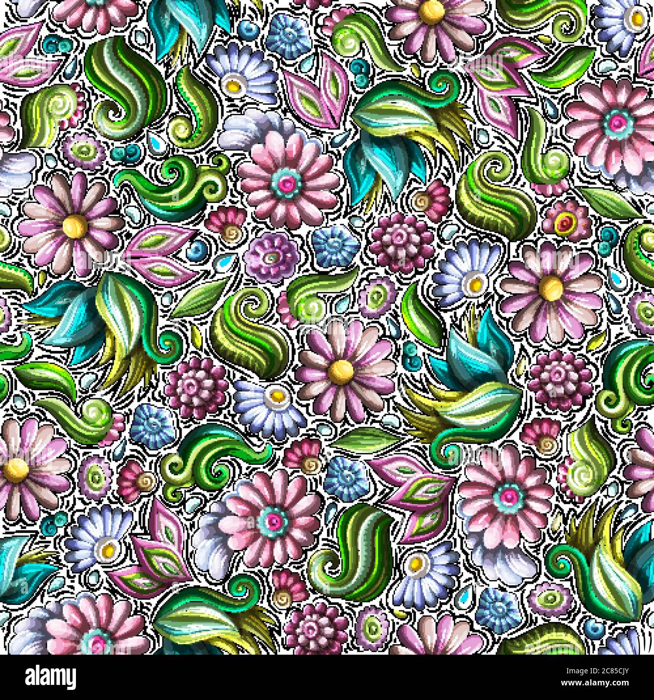 Cartoon cute hand drawn Spring seamless pattern Stock Vector Image ... Cartoon cute hand drawn Spring seamless pattern Stock Vector Image ...