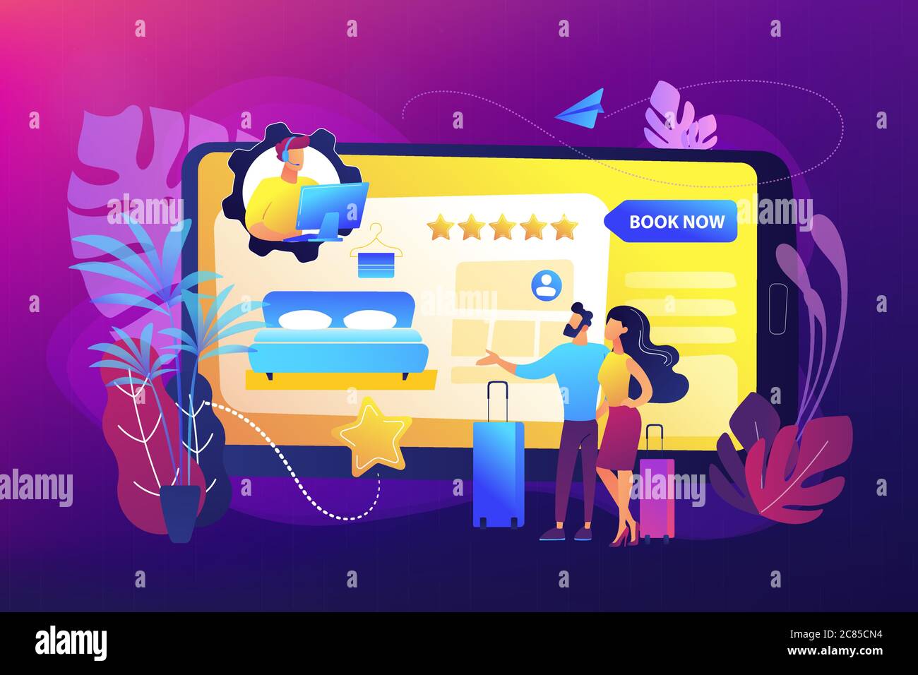 Hotel booking call center concept vector illustration Stock Vector ...