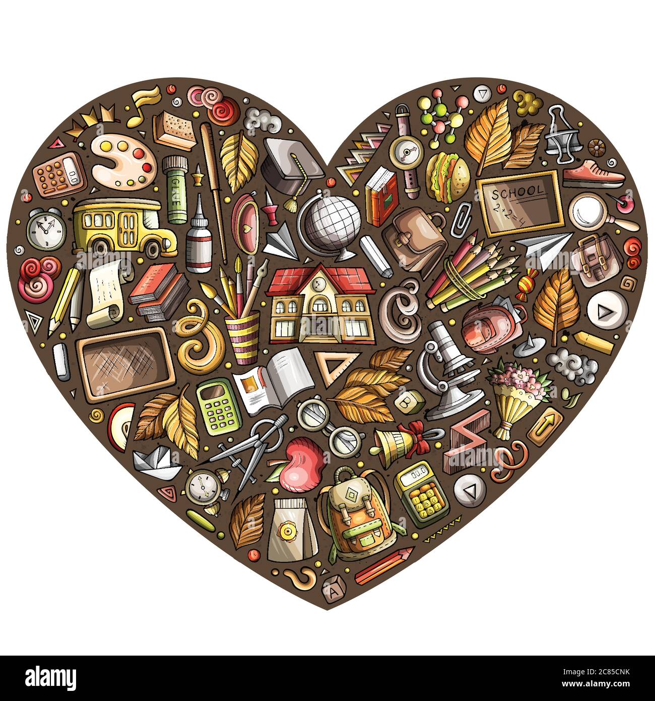 Colorful vector hand drawn set of School cartoon doodle objects Stock Vector Image & Art - Alamy