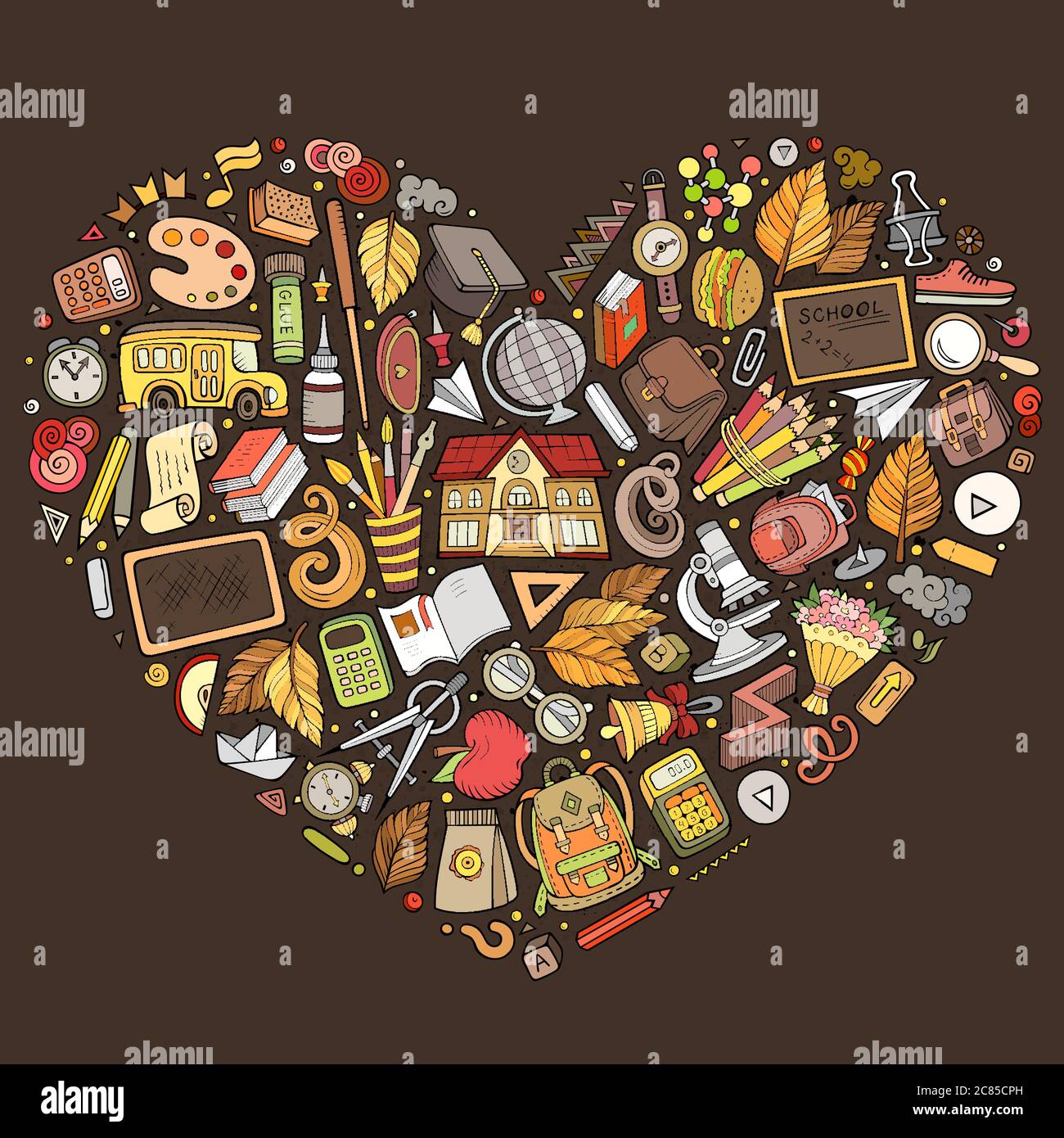 Colorful vector hand drawn set of School cartoon doodle objects Stock Vector Image & Art - Alamy