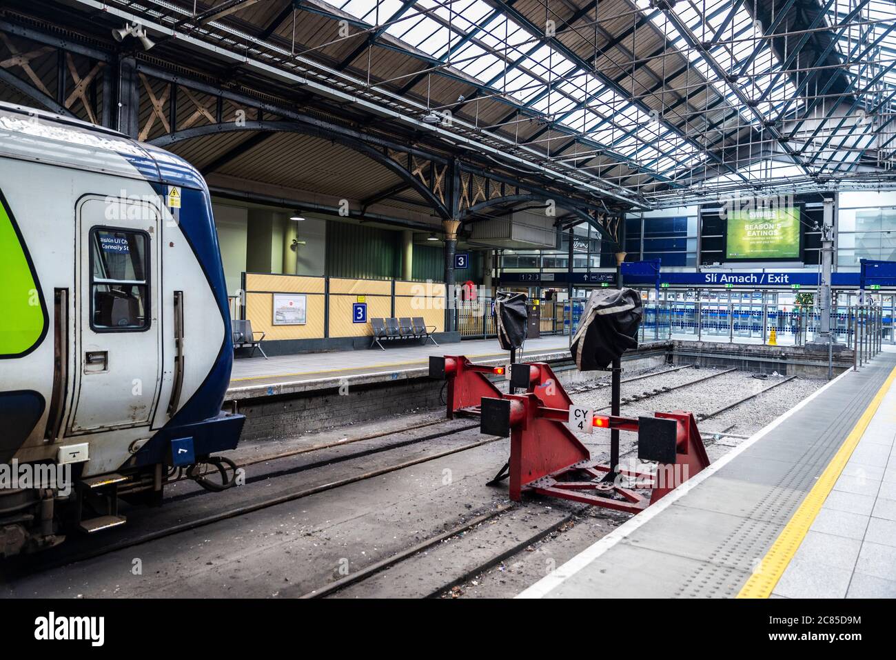 Dublin, Ireland - January 1, 2020: Stopped trains in Connolly station ...