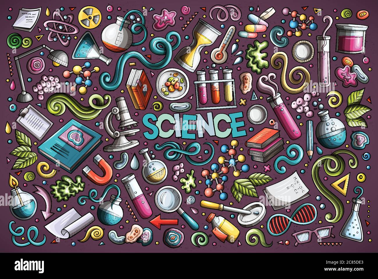 Vector cartoon set of Science theme objects and symbols Stock Vector ...