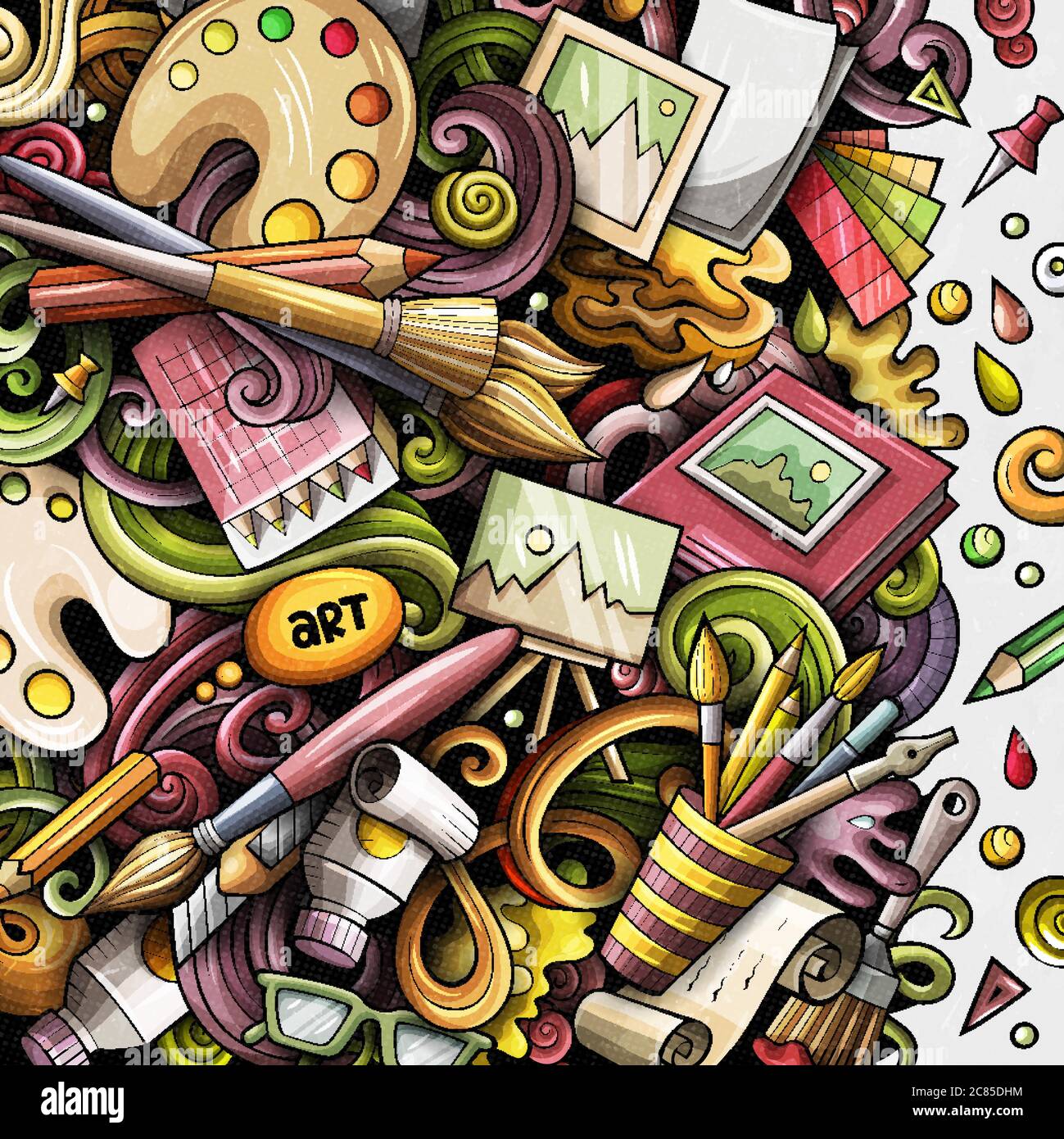 Cartoon vector doodles Art card. Artistic funny border Stock Vector ...