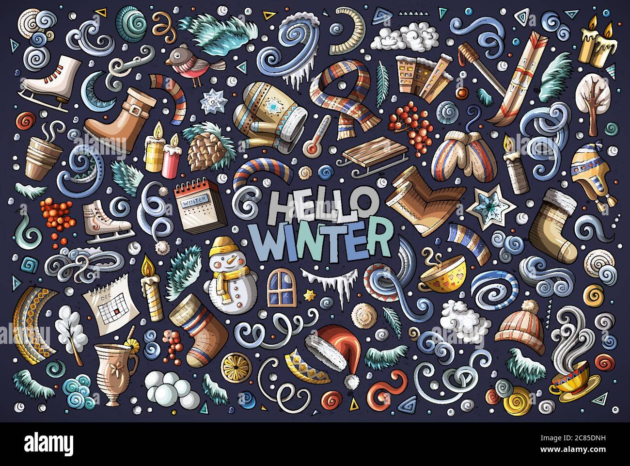 Cartoon set of Winter season objects Stock Vector Image & Art - Alamy