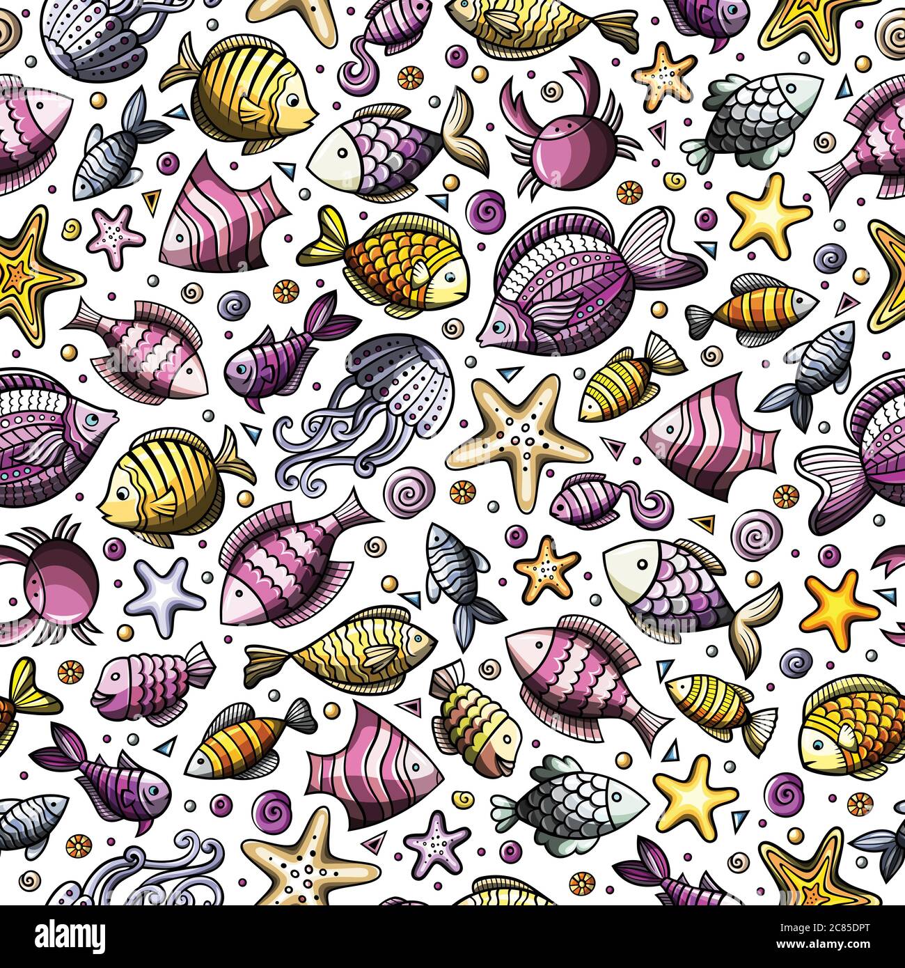 Cartoon under water life seamless pattern Stock Vector Image & Art - Alamy