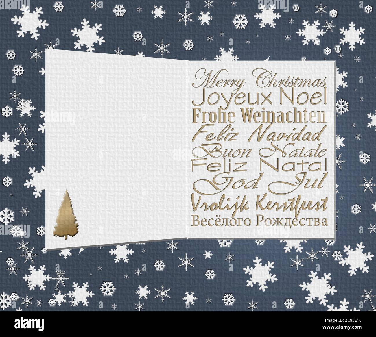 Merry Christmas business card. Christmas wishes in European languages ...