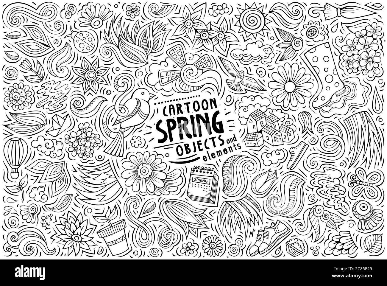 Set of Spring theme items, objects and symbols Stock Vector Image & Art ...