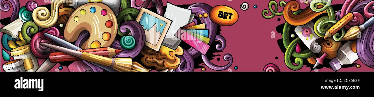 Artist hand drawn doodle banner. Cartoon detailed illustrations Stock ...