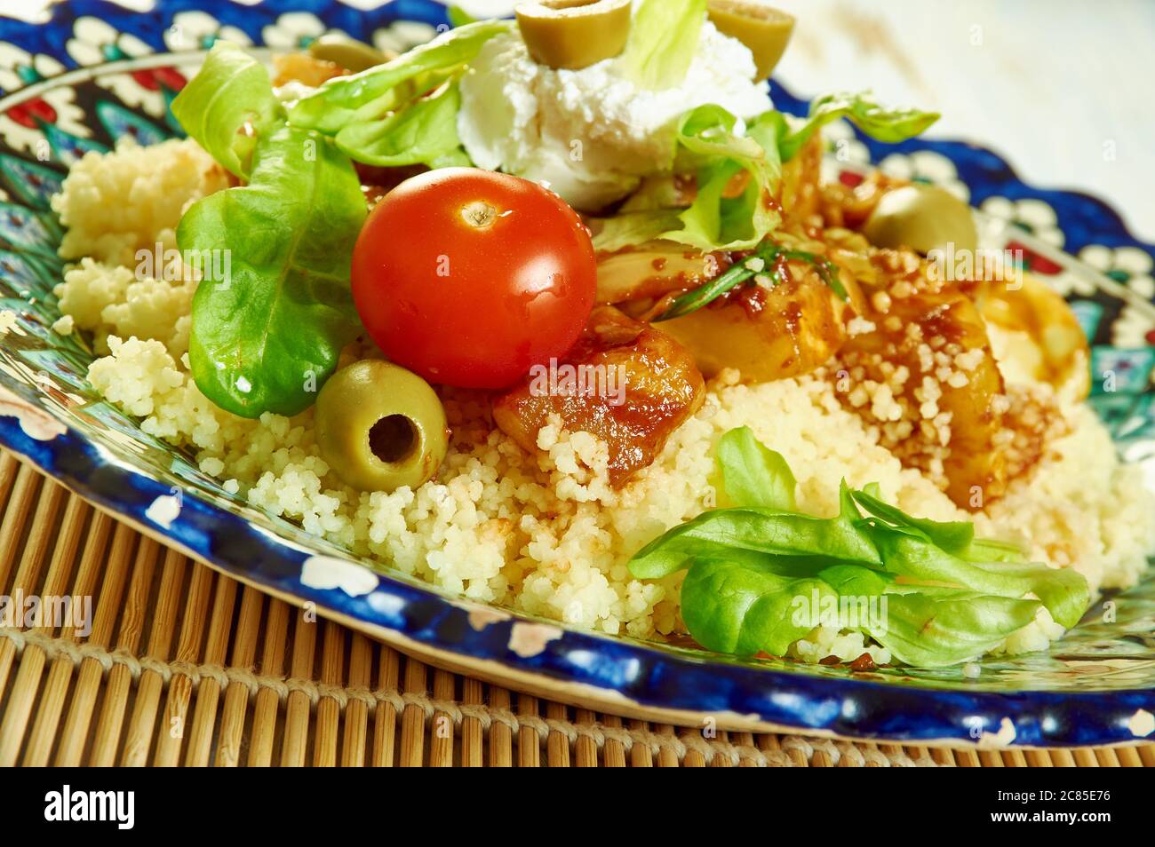 Harissa veg, goat's cheese and couscous salad, Roasted vegetable ...
