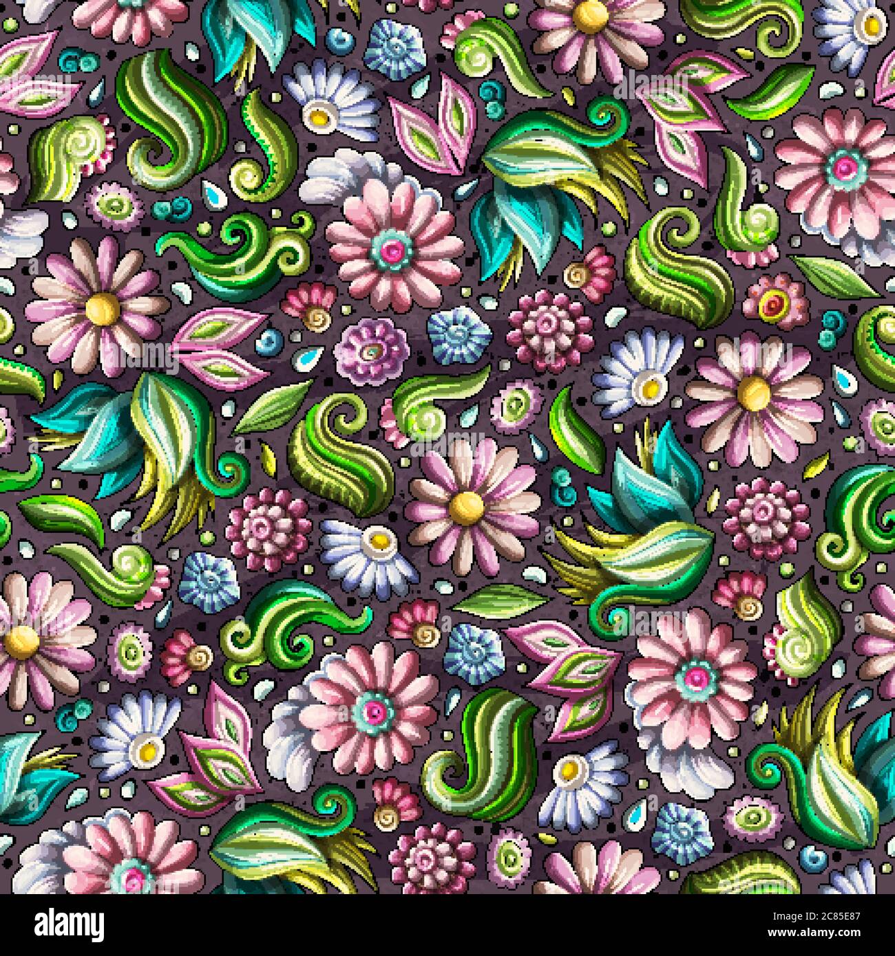 Cartoon cute hand drawn Spring seamless pattern Stock Vector Image ...