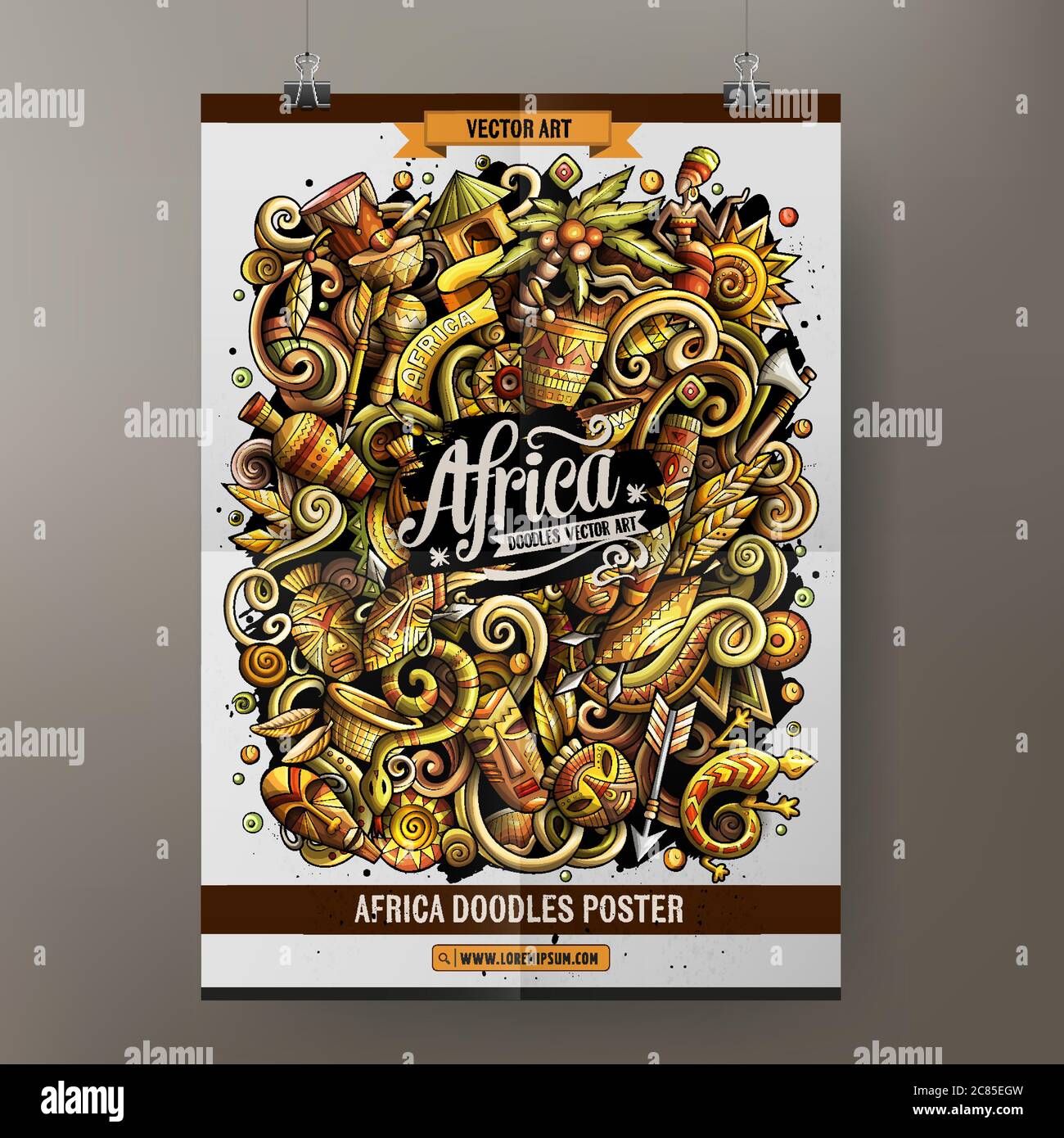 Cartoon doodles Africa poster template Stock Vector Image & Art - Alamy