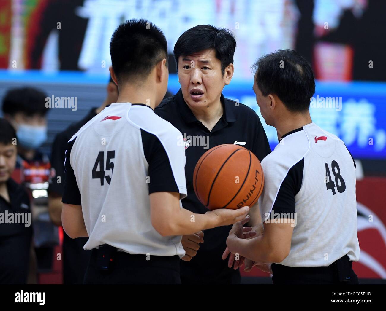 Qingdao, China's Shandong Province. 21st July, 2020. Ding Wei (C), head ...