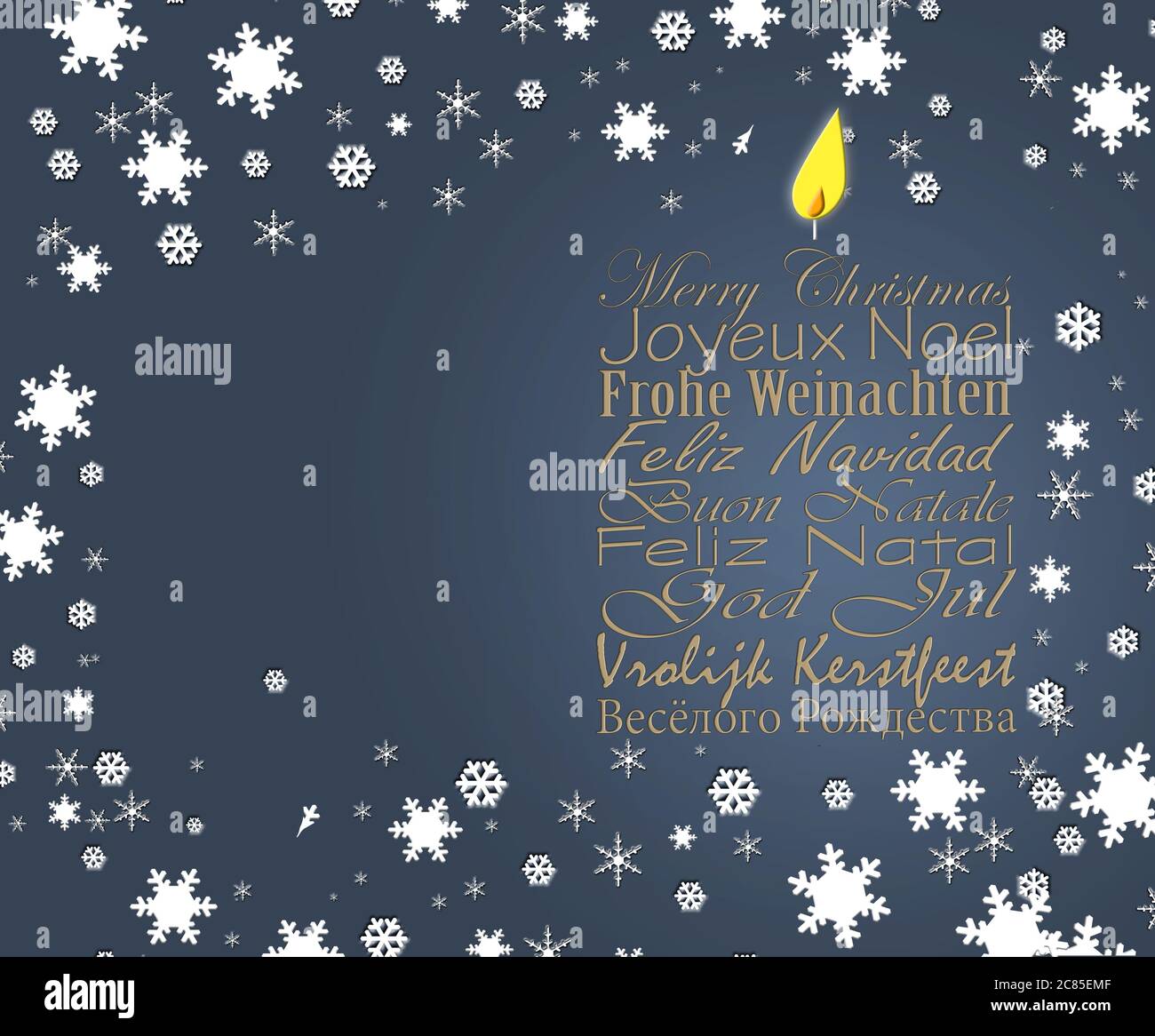 Merry Christmas business card. Christmas wishes in European languages ...