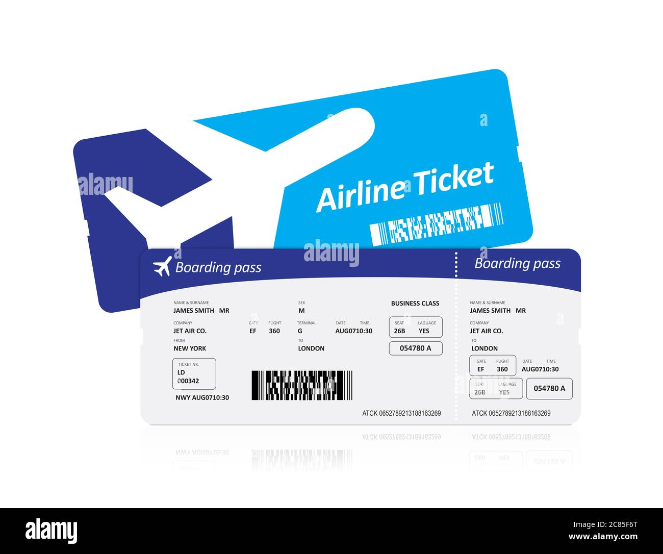Flight tickets isolated on white Stock Photo - Alamy