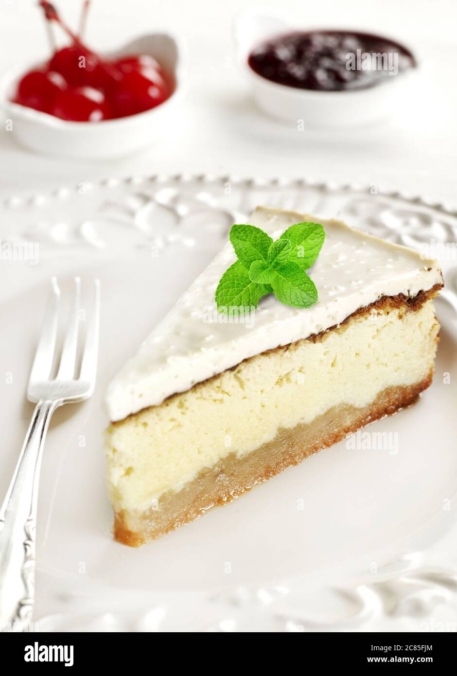 Cake slice on plate Stock Photo - Alamy