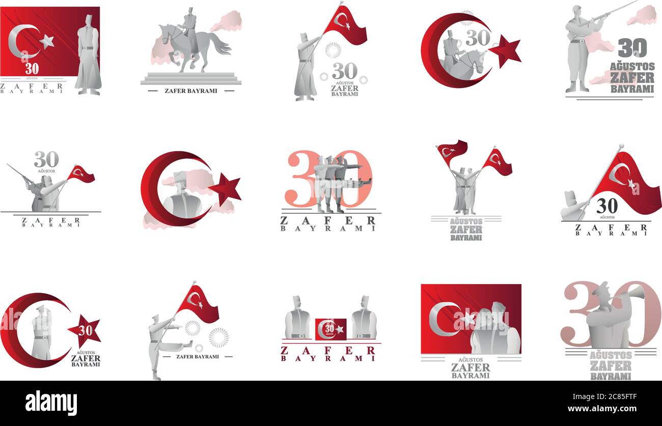 set of banners 30 August, Turkey Victory Day vector illustration design ...