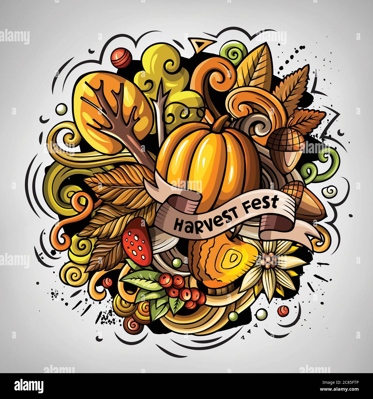 Cartoon doodles Autumn illustration. All items are separate Stock ...