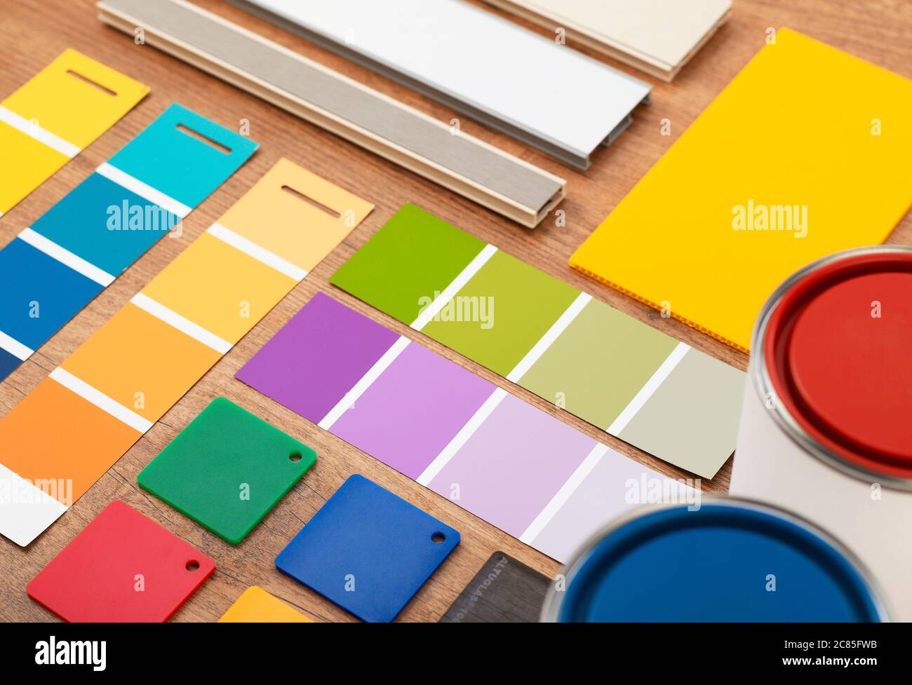 Color swatches on wood Stock Photo - Alamy