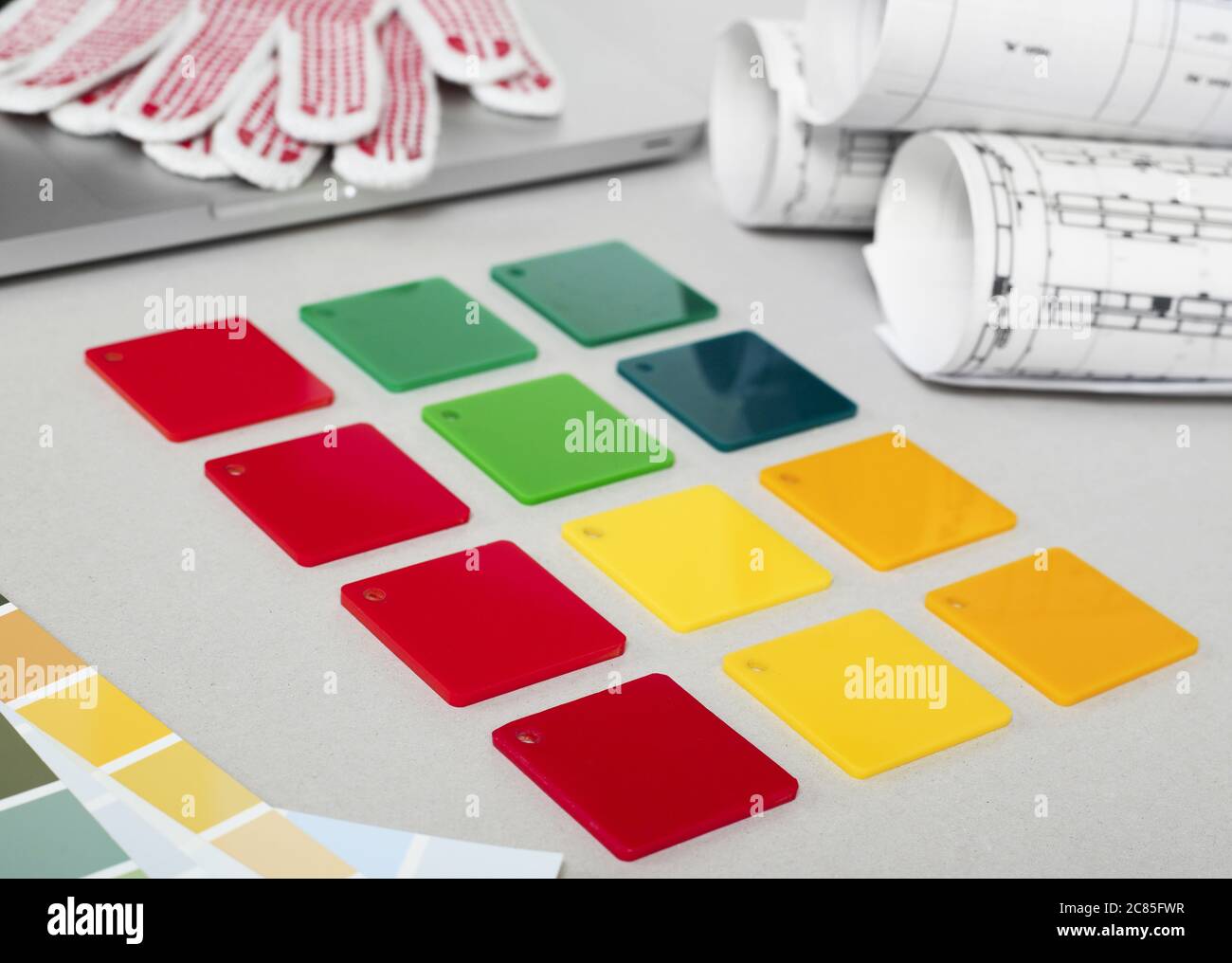 Color swatch on desk Stock Photo - Alamy