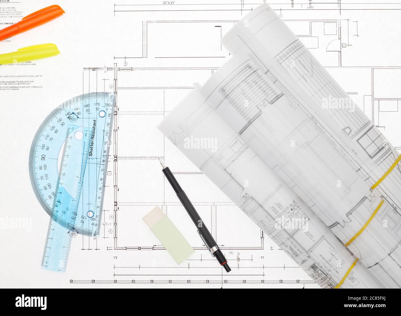 Blueprints view from above Stock Photo - Alamy