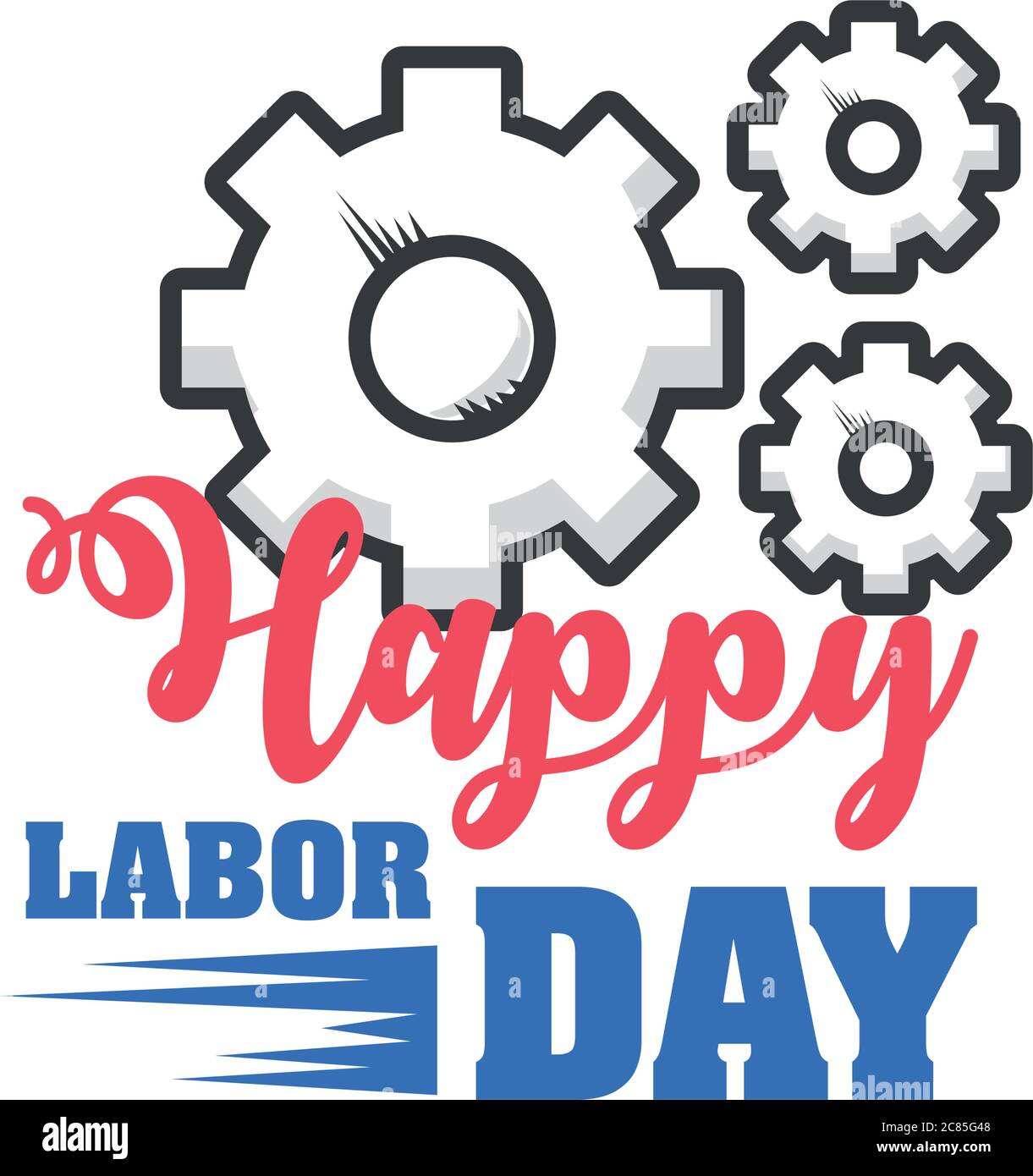 happy labor day celebration, gear wheel vector illustration design ...