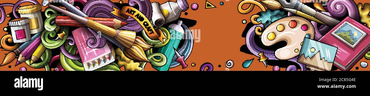 Artist hand drawn doodle banner. Cartoon detailed illustrations Stock ...