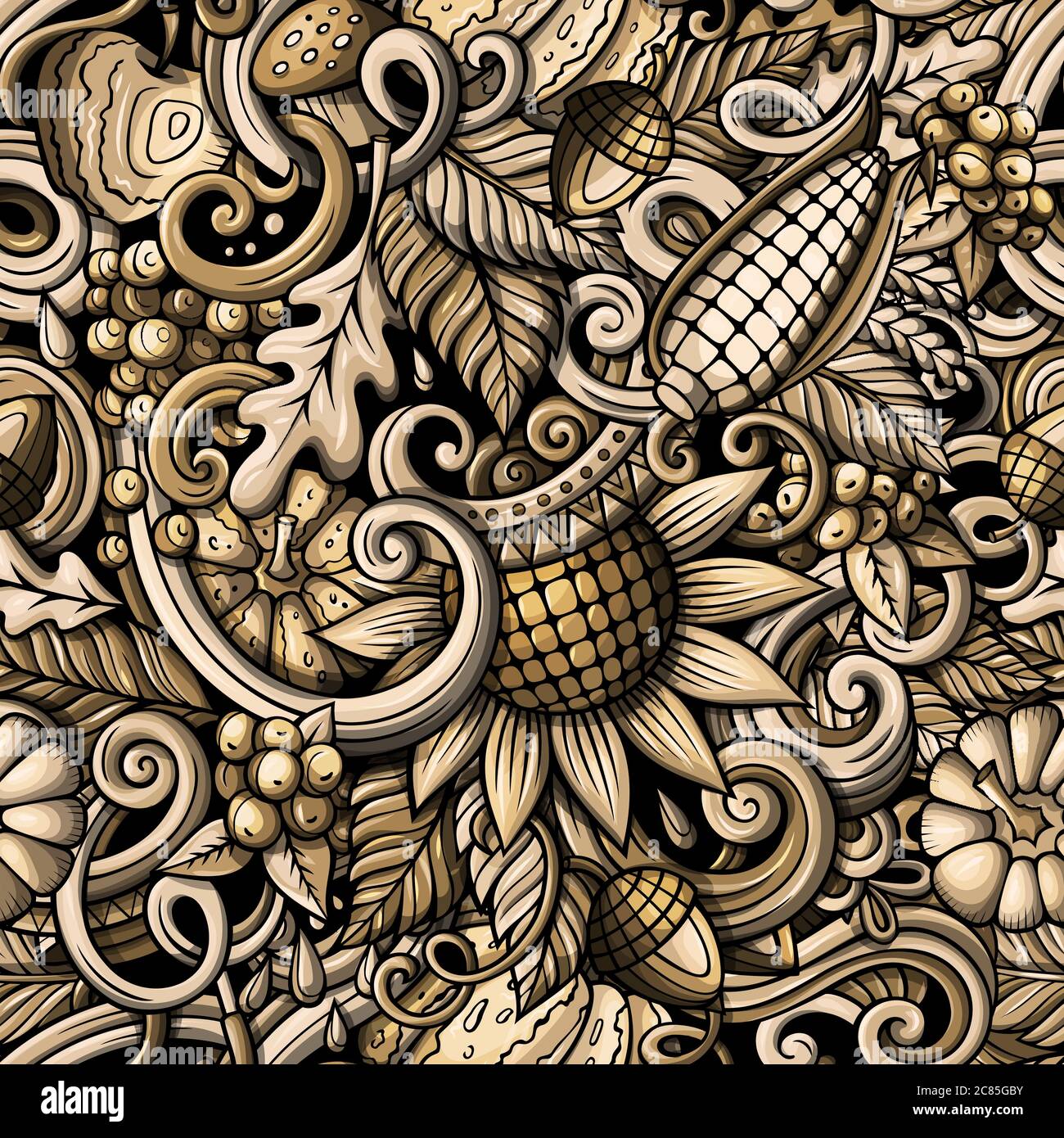 Sepia leaves pattern Stock Vector Images - Alamy