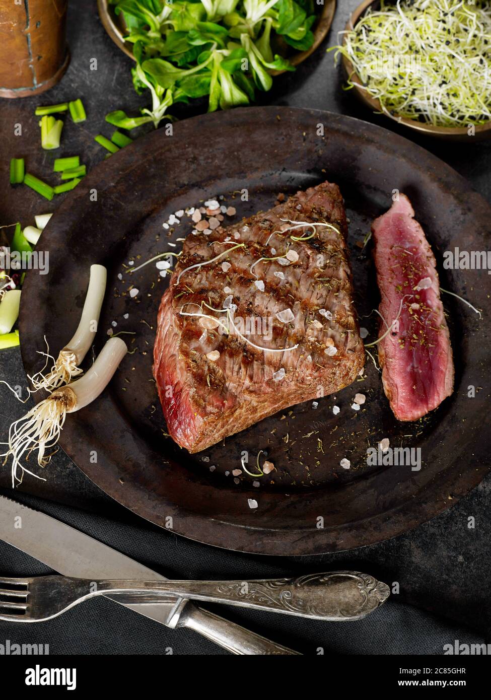 Beef meat and greens Stock Photo - Alamy