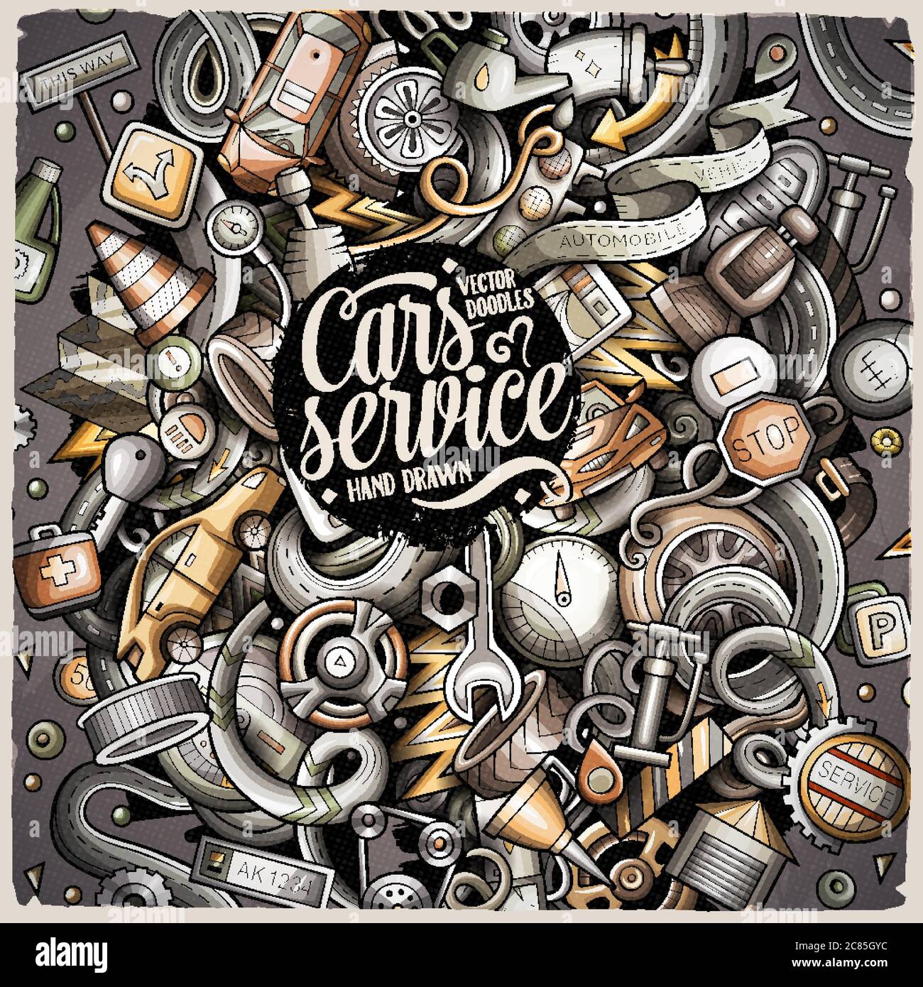 Cartoon vector doodles Automotive illustration Stock Vector Image & Art ...