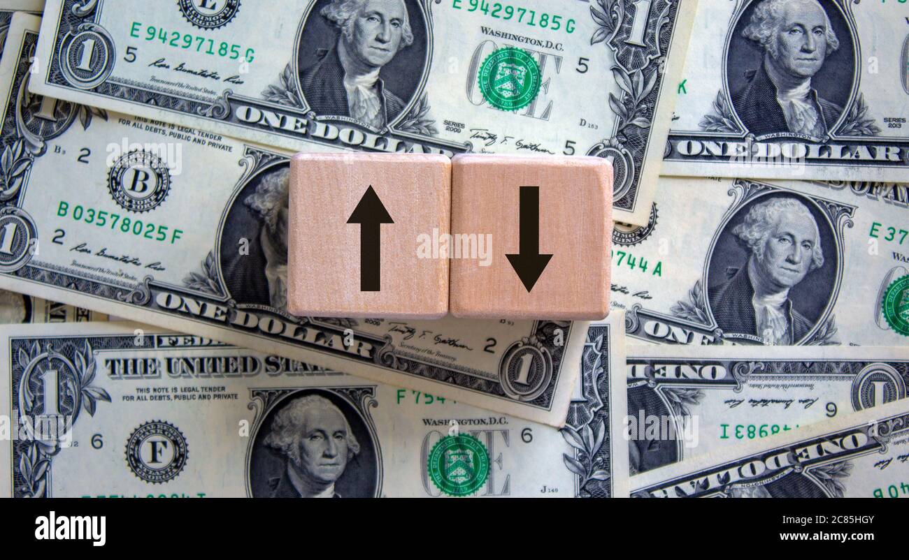 Conceptual image of choice and direction. Wooden blocks with arrows ...