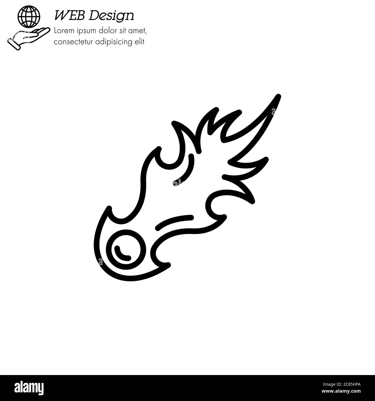 comet, meteor, meteorite icon thin line, linear, outline vector. comet ...