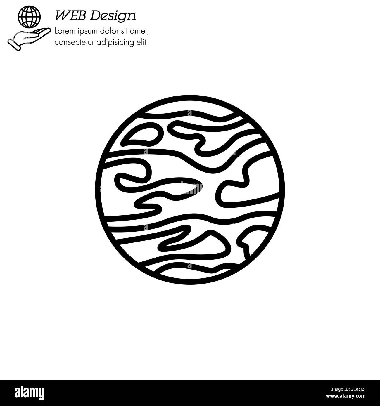 Mars planet icon thin line, linear, outline vector. Mars planet simple ...