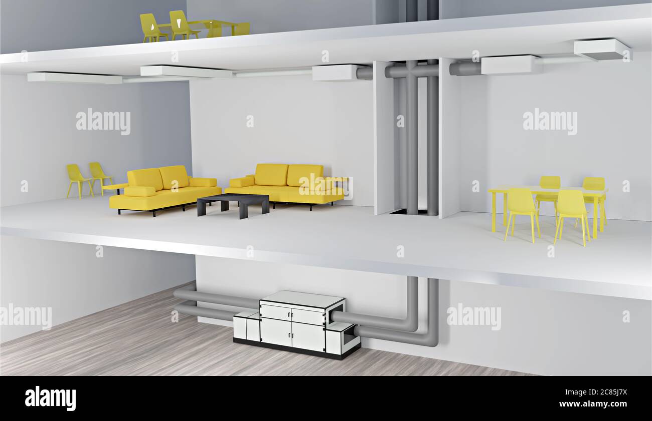 An air conditioning and ventilation systems in a multi-storey building ...