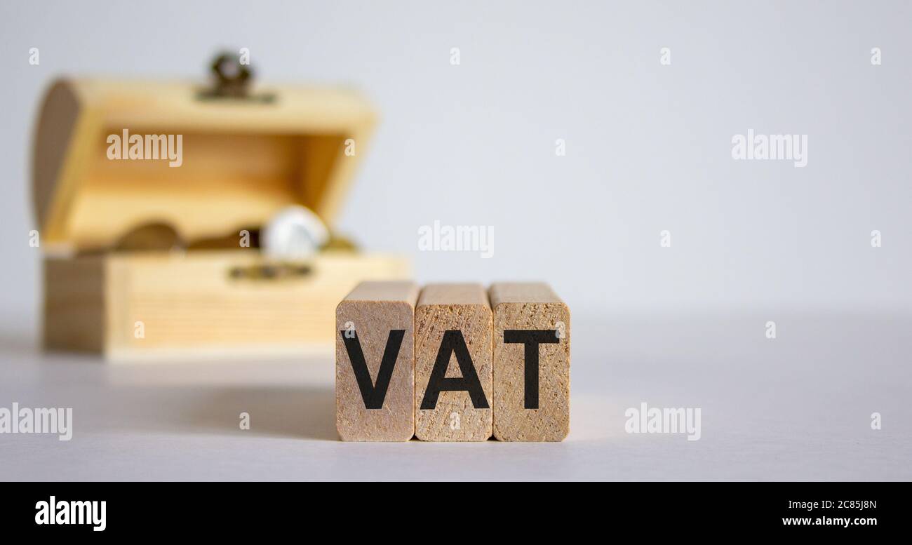 Concept word 'vat' on cubes on a beautiful white background, small ...