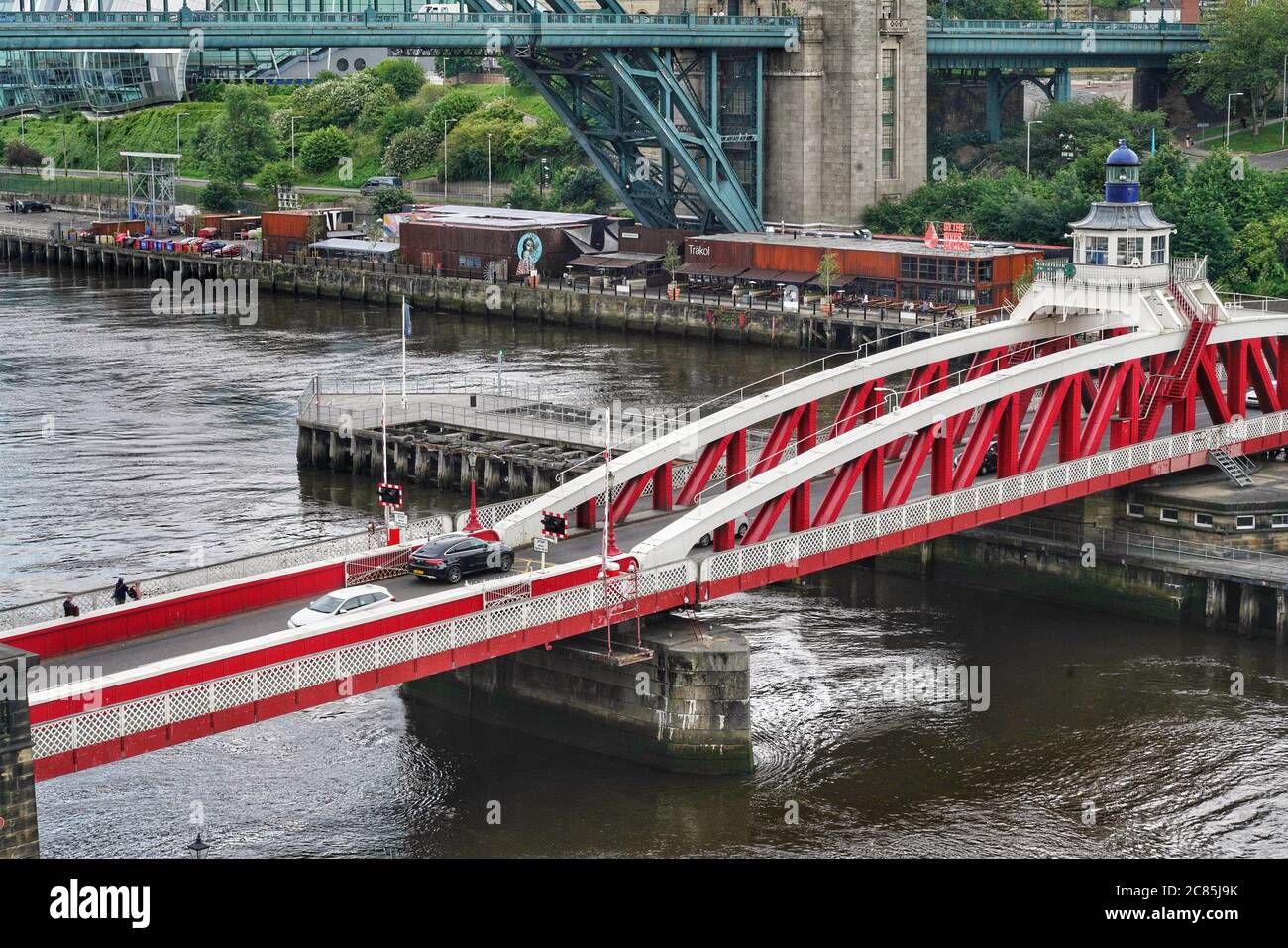 Swing Bridge from above. The iconic bridge over river Tyne between ...