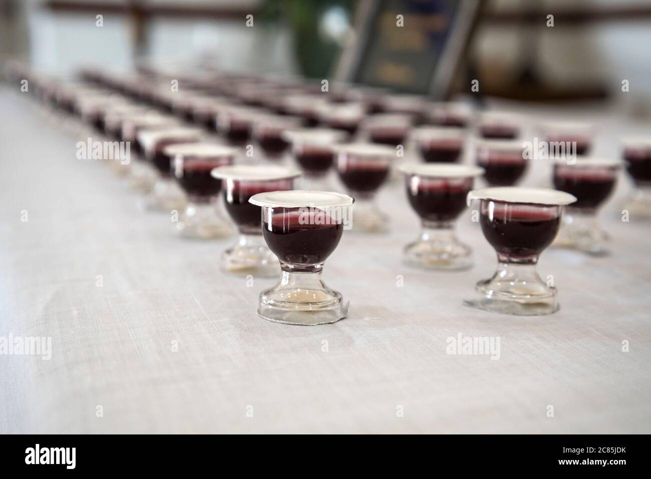 Prepackaged Communion items, used in a Southern Baptist Church, during ...