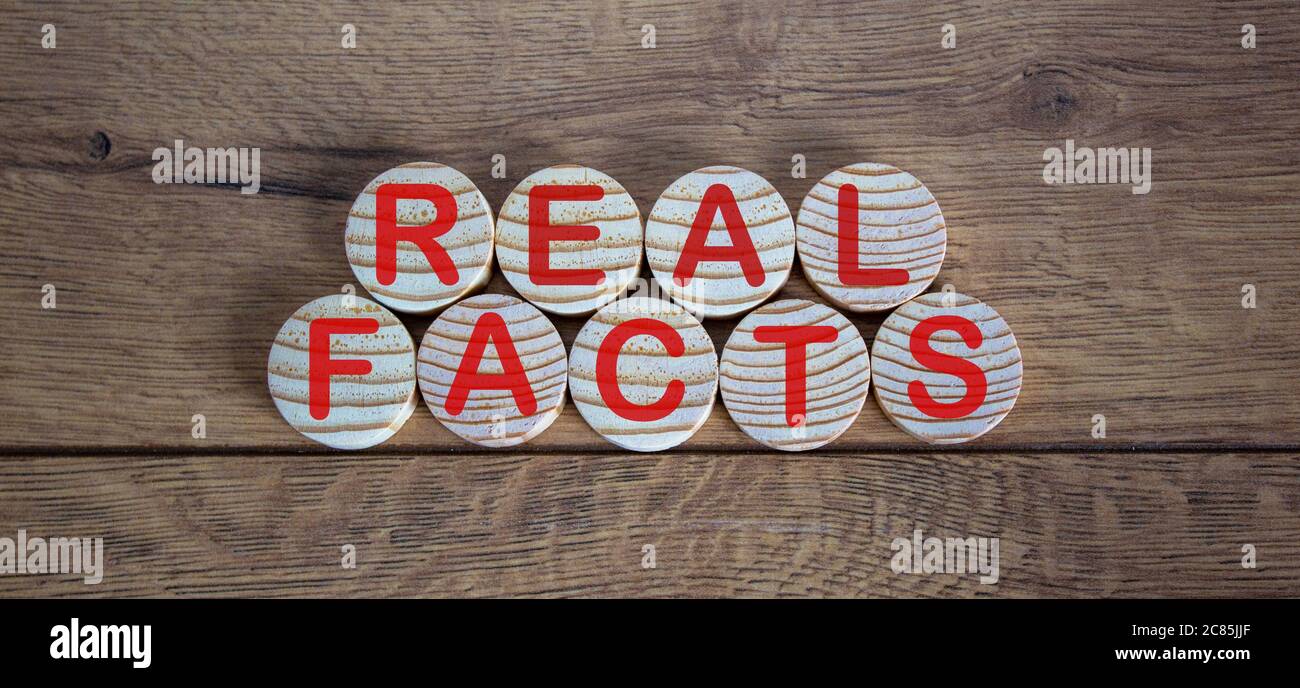 Concept words real facts on circles on a beautiful wooden table Stock ...